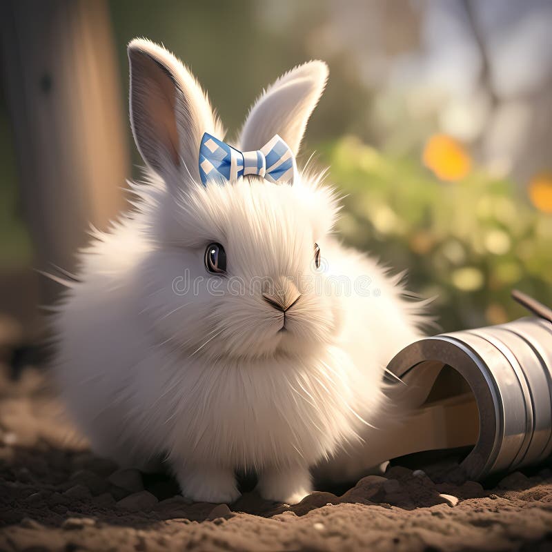Fluffy White Rabbit - Perfect for Adorable Pet Photos Stock ...