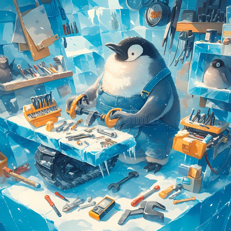 Penguin Mechanic: a Unique and Fun Stock Image! Stock Illustration ...