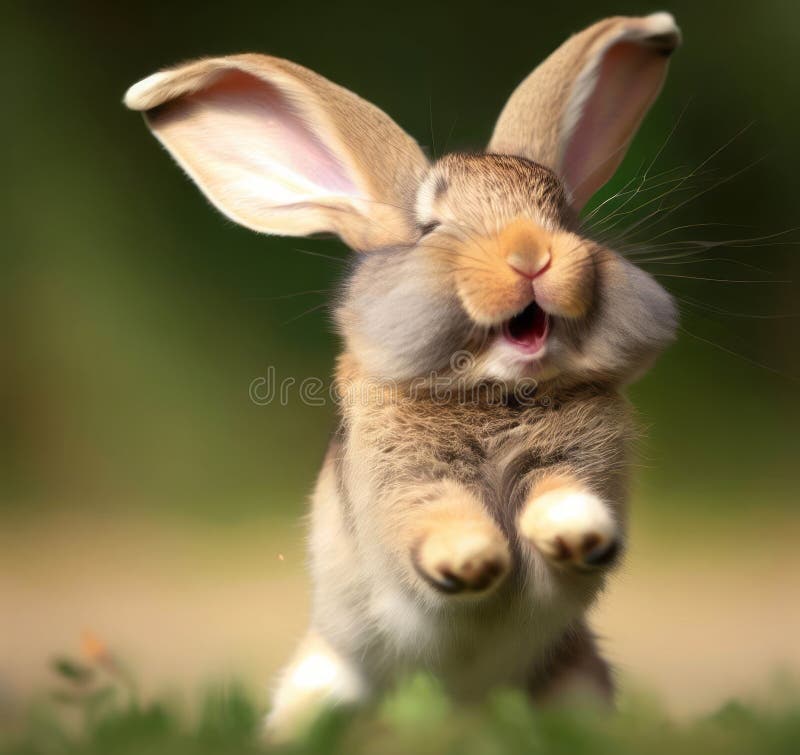 Joyful Jumping Bunny stock illustration. Illustration of jumping ...