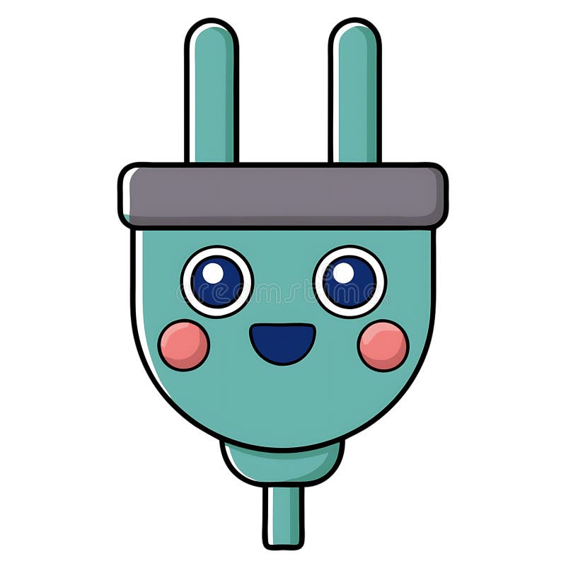 Kawaii Plug Character with Smile, Ideal for Various Designs on ...