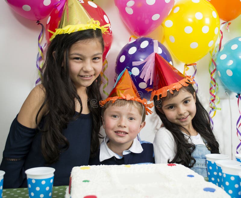 Adorable Kids Having Fun at Birthday Party. Stock Image - Image of ...
