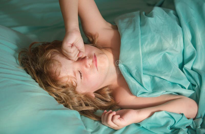 Adorable Kids Sleeping in Bed at Home. Stock Image - Image of children ...
