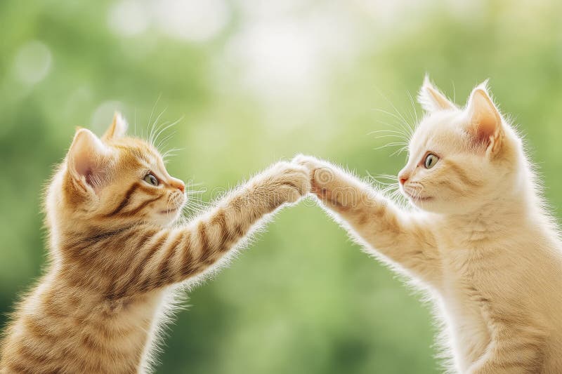 Adorable Kittens Playing Together in Sunlit Garden Setting Stock Image ...
