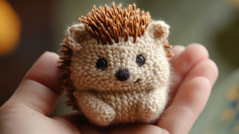 Adorable Knitted Hedgehog Toy in Hand Stock Illustration - Illustration ...