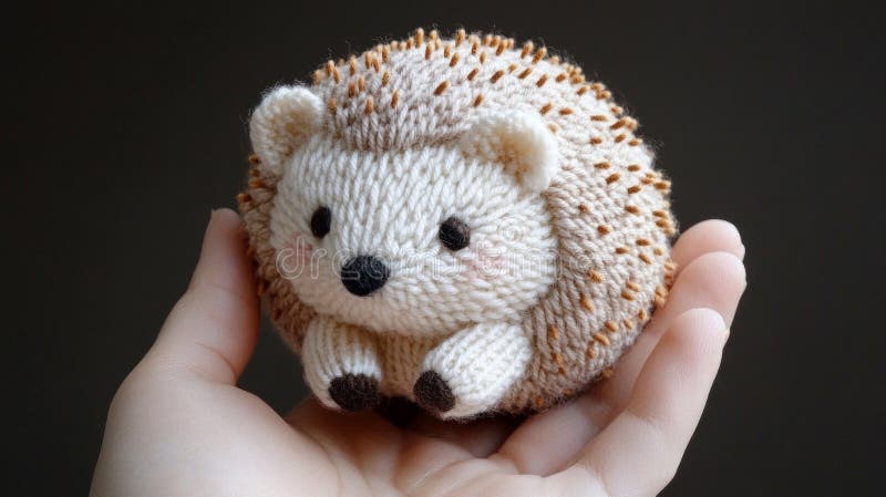 Adorable Knitted Hedgehog Toy in Hand Stock Illustration - Illustration ...