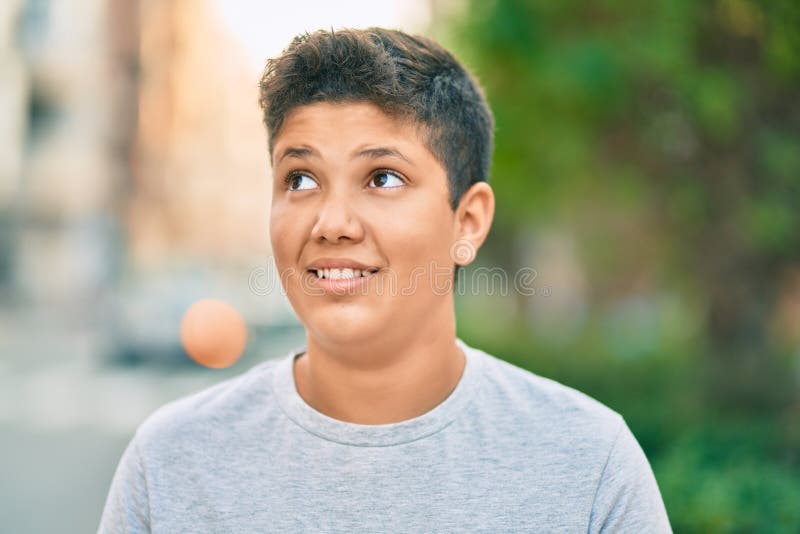Adorable Latin Boy Smiling Happy Standing at the Park Stock Photo ...