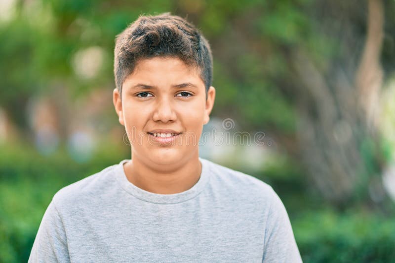 Adorable Latin Boy Smiling Happy Standing at the Park Stock Image ...