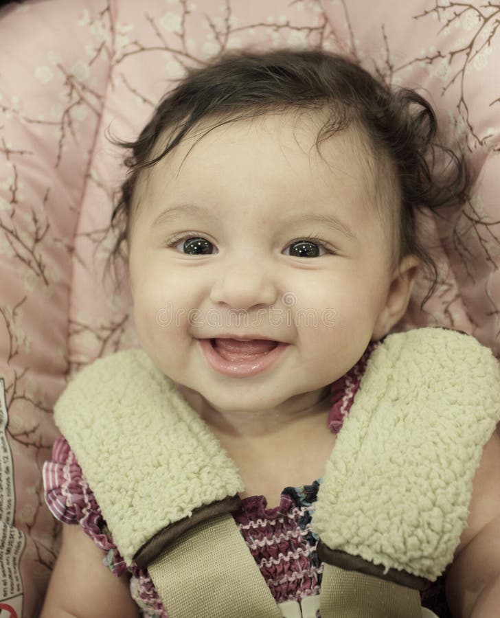Adorable Little Baby Smiling Stock Image - Image of female, secure ...