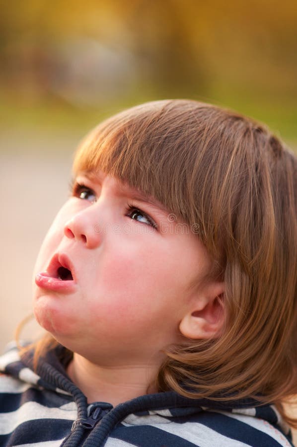 Boy Crying Hard, Eyes Shot Full of Tears, Holding Hands of Grand Stock ...