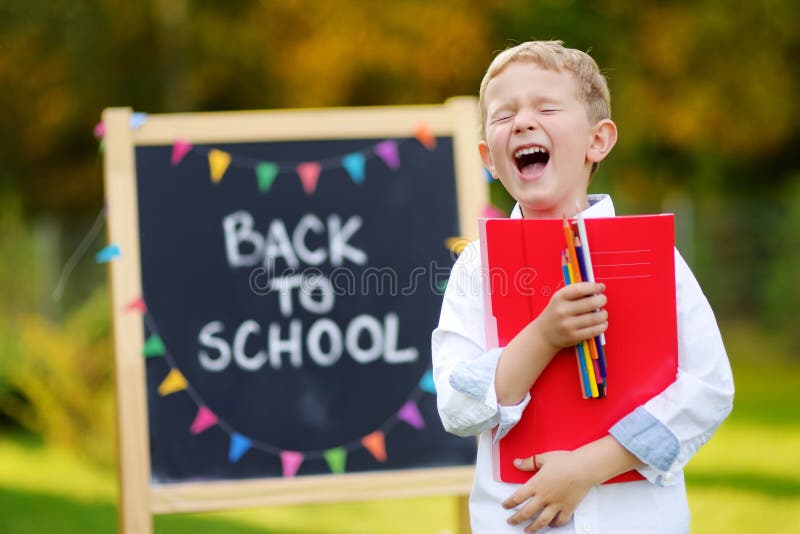 Adorable Little Boy is Going Back To School Stock Photo - Image of ...