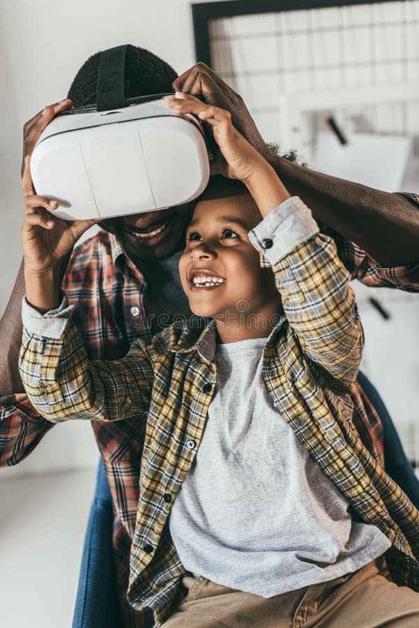 Father and Son with Vr Headset Stock Image - Image of father, gadget ...