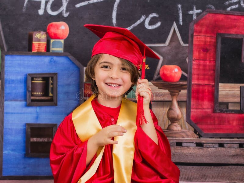 Adorable Little Boy during Kindergarten Graduation Program Stock Photo ...