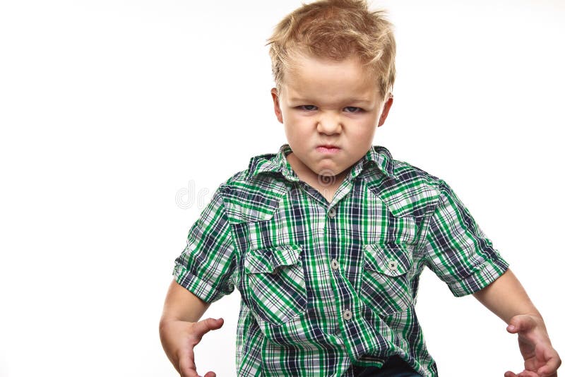 Adorable Little Boy Looking Angry. Stock Photo - Image of copy, casual ...