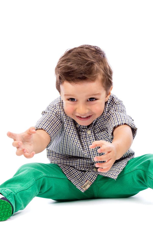 Adorable Little Boy Playing on the Floor Stock Image - Image of ...