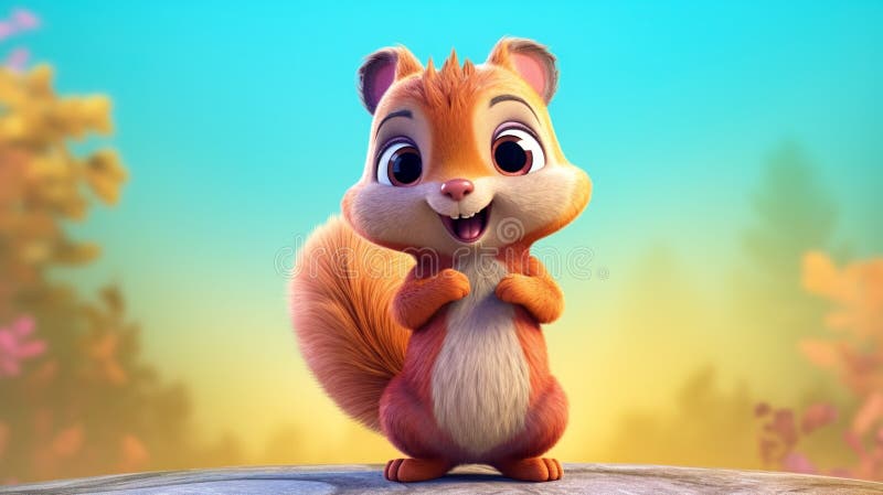 Adorable Little Cartoon Squirrel - Generative AI, AI Generated Stock ...
