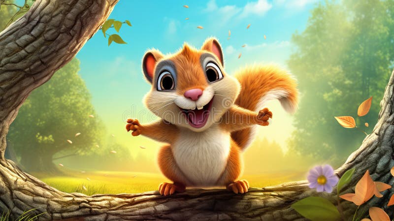 Adorable Little Cartoon Squirrel - Generative AI, AI Generated Stock ...