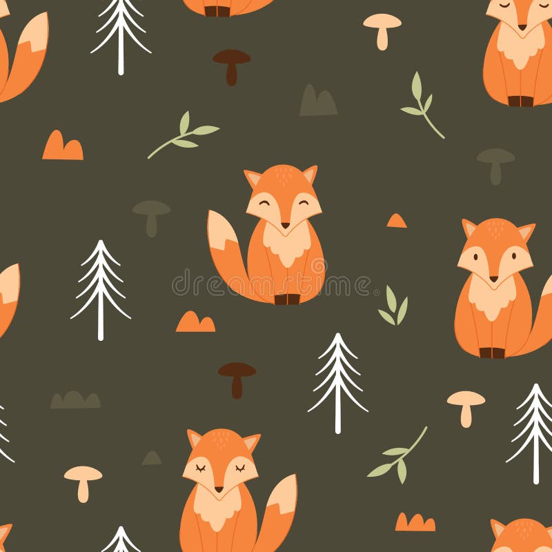 Little Fox Seamless Pattern Vector Stock Illustrations – 1,039 Little ...