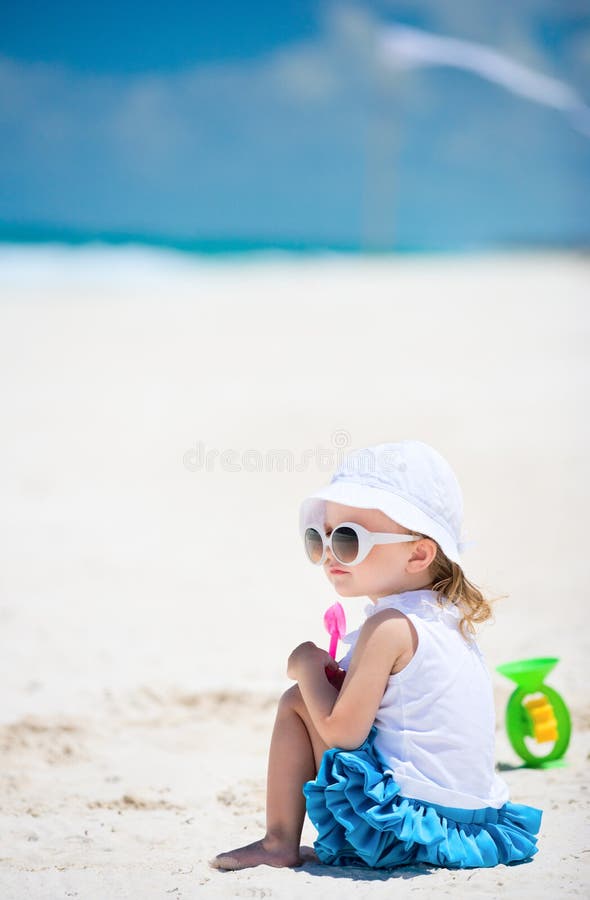 Adorable Little Girl at Beach Stock Photo - Image of person, ocean ...