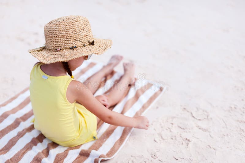 Adorable Little Girl at Beach Stock Photo - Image of caribbean, water ...