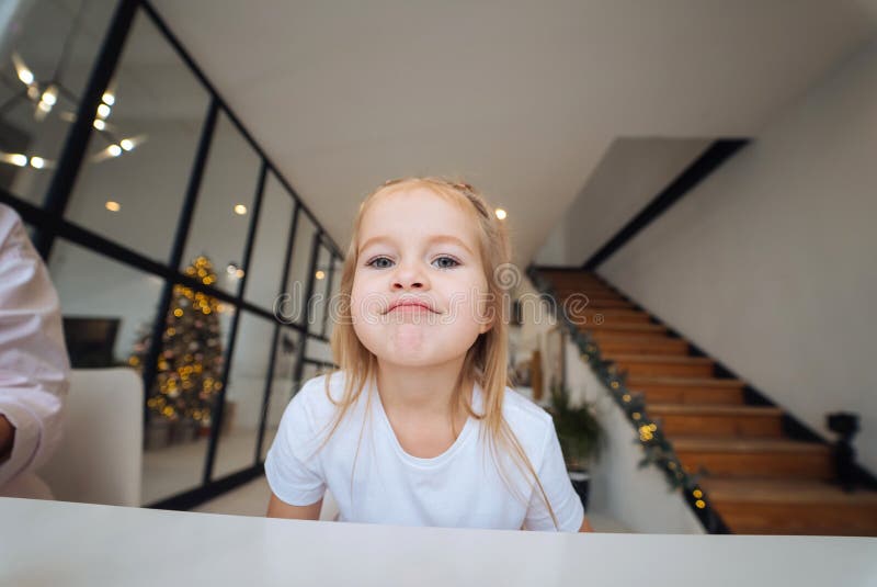 Adorable Little Girl Looking at the Camera Close-up Stock Photo - Image ...