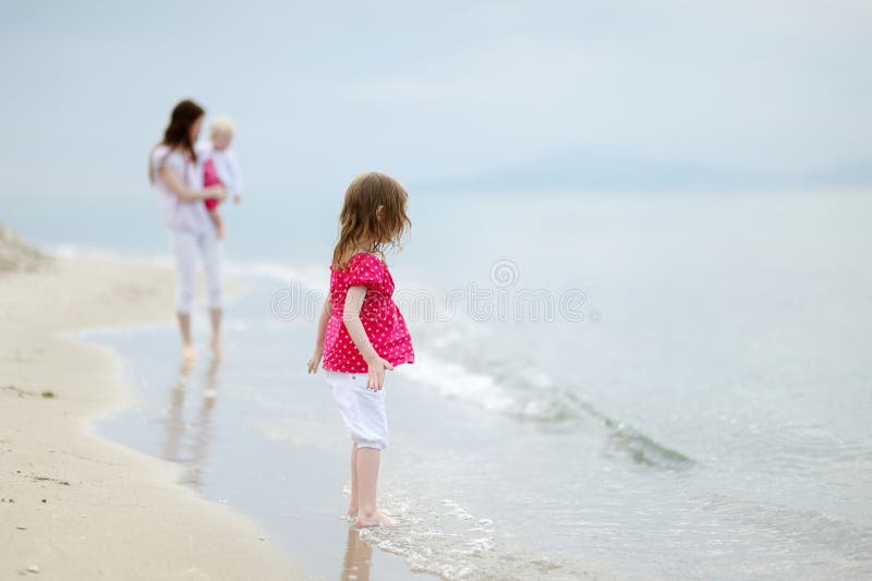 Adorable Little Girl on a Sandy Beach Stock Image - Image of oceanfront ...