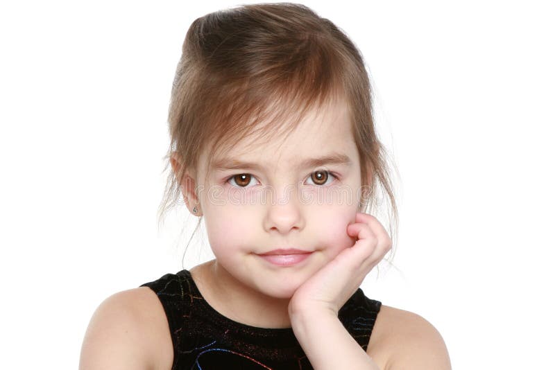 Adorable Little Girl Lying on White Background Stock Photo - Image of ...