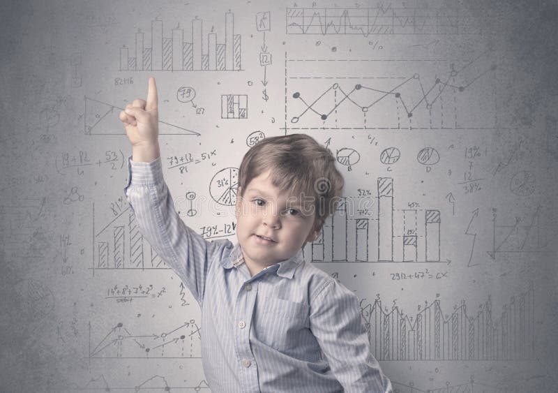 Adorable Little Kid with Statistical Concept Stock Photo - Image of ...