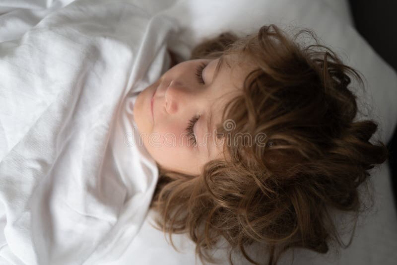 Adorable Little Kids Sleeping in Bed. Good Morning. Stock Image - Image ...