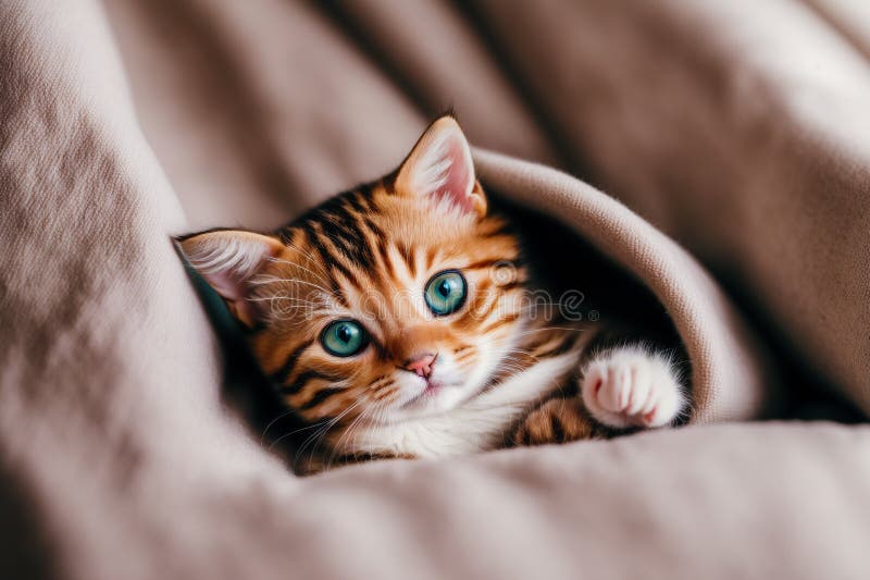 An Adorable Little Kitten. the Adventures of a Cute Little Kitten Stock ...