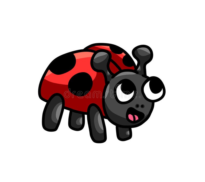 A Happy Adorable Little Ladybug Stock Illustration - Illustration of ...