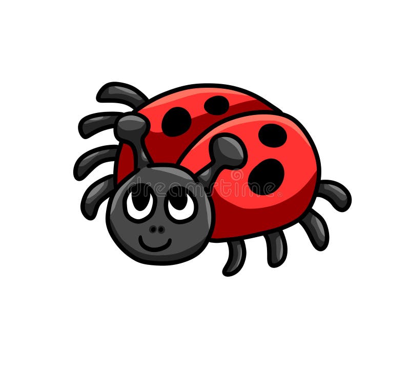 A Happy Adorable Little Ladybug Stock Illustration - Illustration of ...