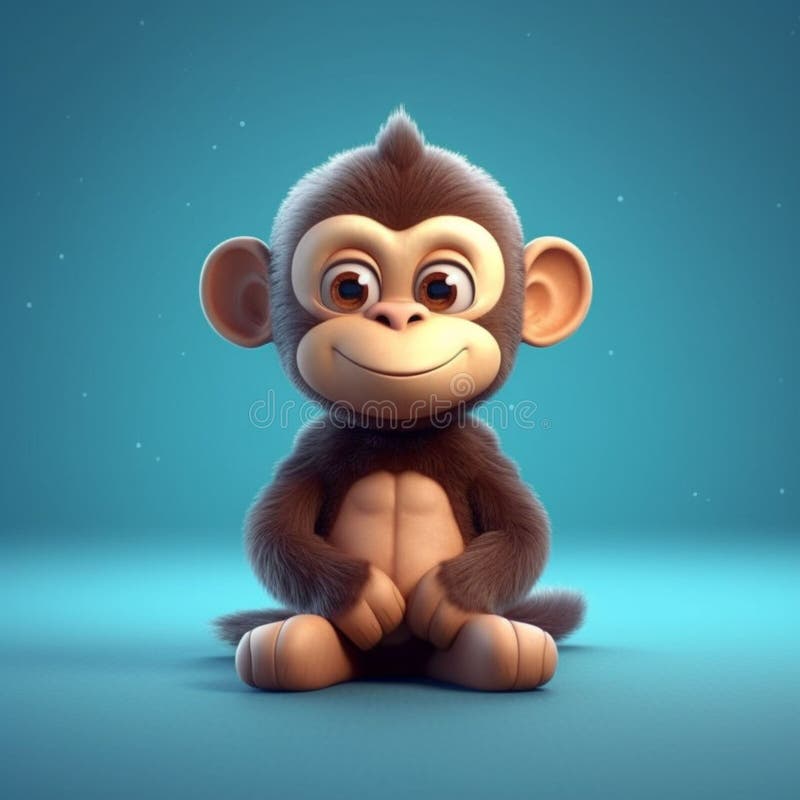 Adorable Little Monkey Animation Stock Illustration - Illustration of ...