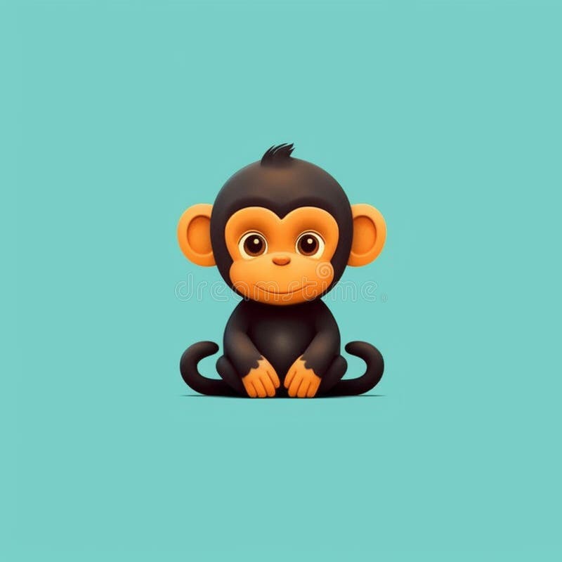 Adorable Little Monkey Animation Stock Illustration - Illustration of ...