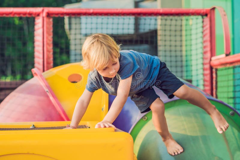 Adorable Little Toddler Boy Having Fun on Playground Stock Photo ...