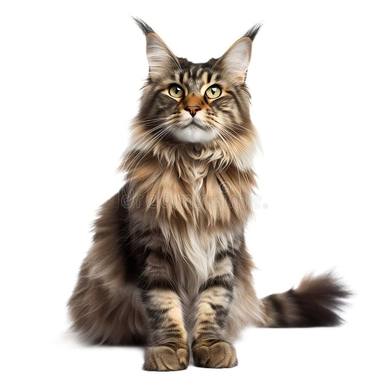 Adorable Maine Coon Cat Isolated on a White Background, AI-generated ...