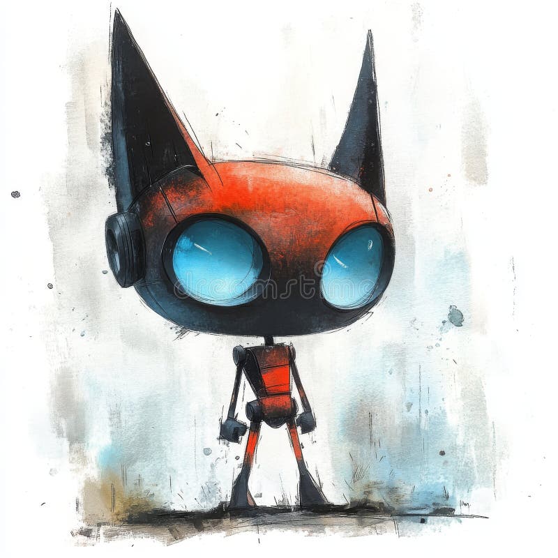The Adorable Mech Cat Illustration Presents a Whimsical Robot Kitty ...