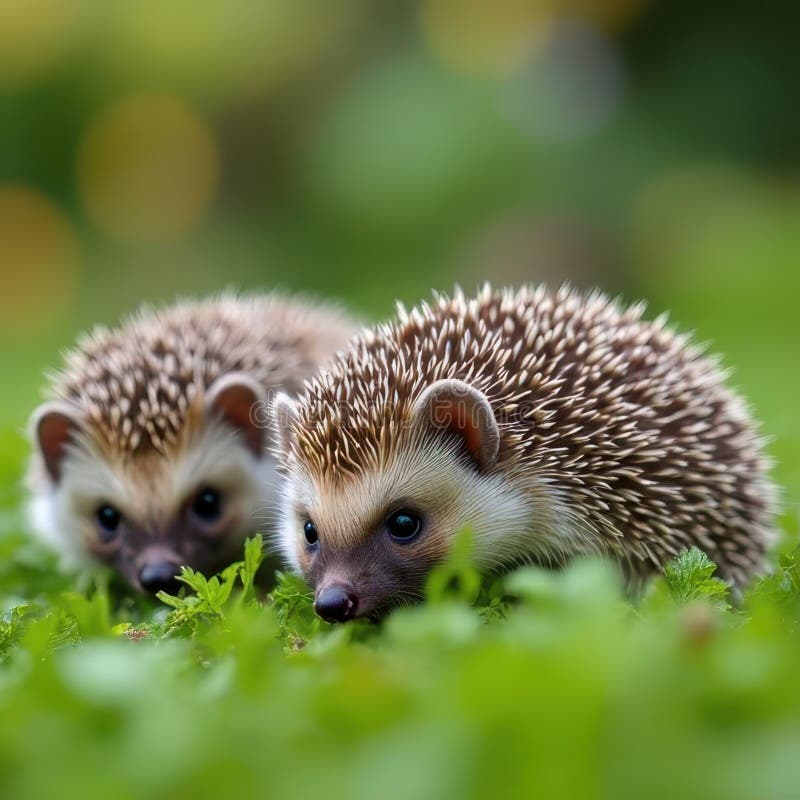 Adorable Mini Hedgehogs in a Garden Setting Stock Image - Image of ...