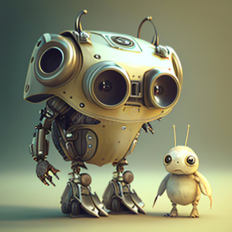 Adorable mini robot stock illustration. Illustration of isolated ...
