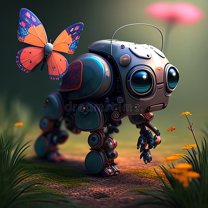 Adorable mini robot stock illustration. Illustration of sketch - 273177984