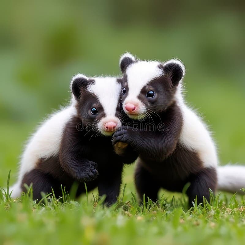 Adorable Miniature Baby Skunks Playing Together Stock Illustration ...