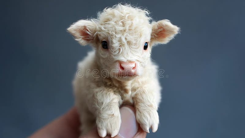 Adorable Miniature Calf in Hand with Soft Lighting and Close-up Focus ...