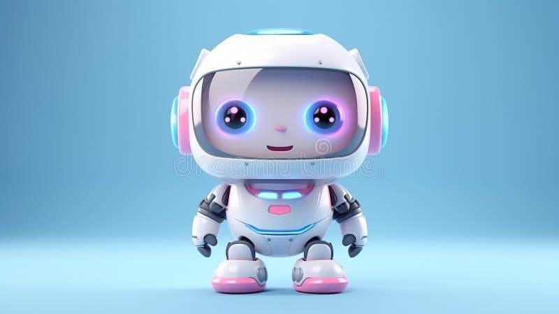 Adorable Miniature 3D Robot: a Whimsical Tech Marvel Stock Illustration - Illustration of ...