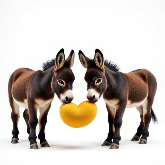 Adorable Miniature Donkeys Playing Together Stock Illustration ...
