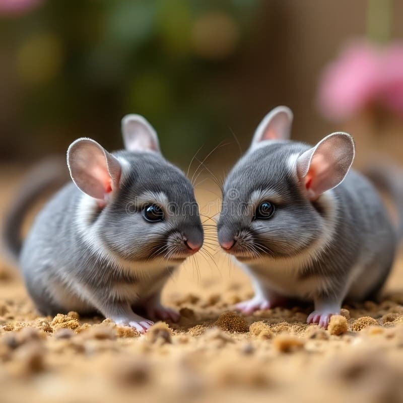 Adorable Miniature Dwarf Chinchillas in a Playful Setting Stock ...