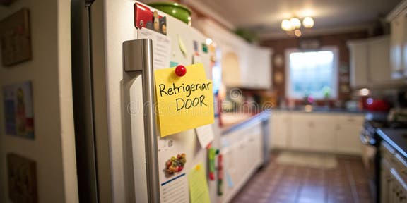 Adorable Miniature Fridge Magnet Reminder Note a TiltShift Perspective ...
