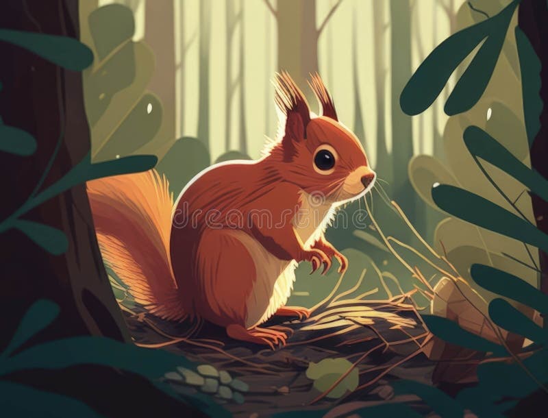 An Adorable Mischievous Squirrel Scurrying through the Forest Cute ...
