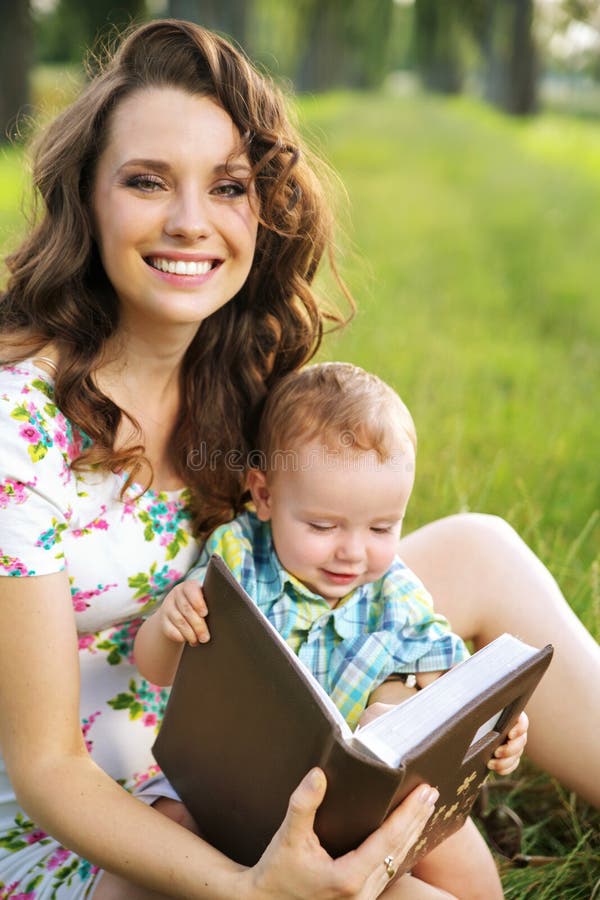 Adorable Mom with Cute Child Stock Photo - Image of nature, little ...