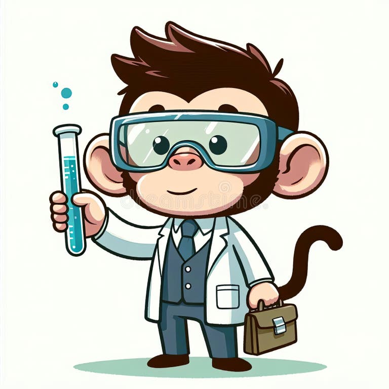 Adorable Monkey Working on Scientific Research Stock Illustration ...