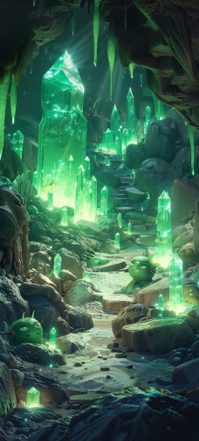 Adorable Monsters in a 3D Cave Classroom Learning Math from Glowing ...