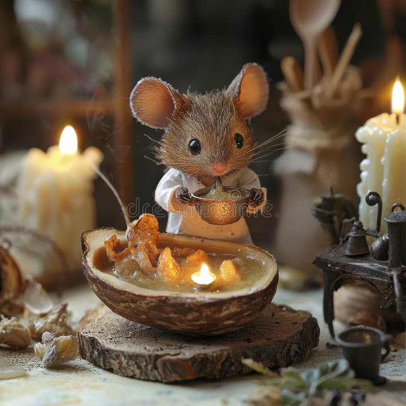 Adorable Mouse Dining by Candlelight in Cozy Setting Stock Image ...